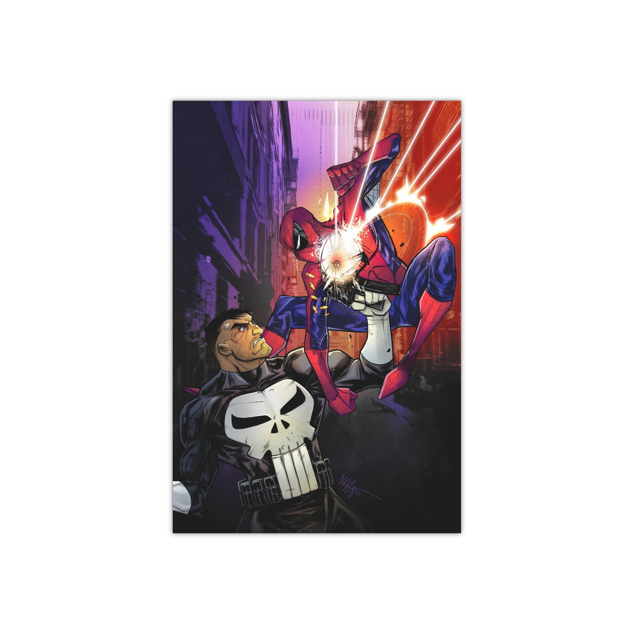 Punisher Vs. Spider-man | Original Art | Marvel Comics | Satin Posters ...