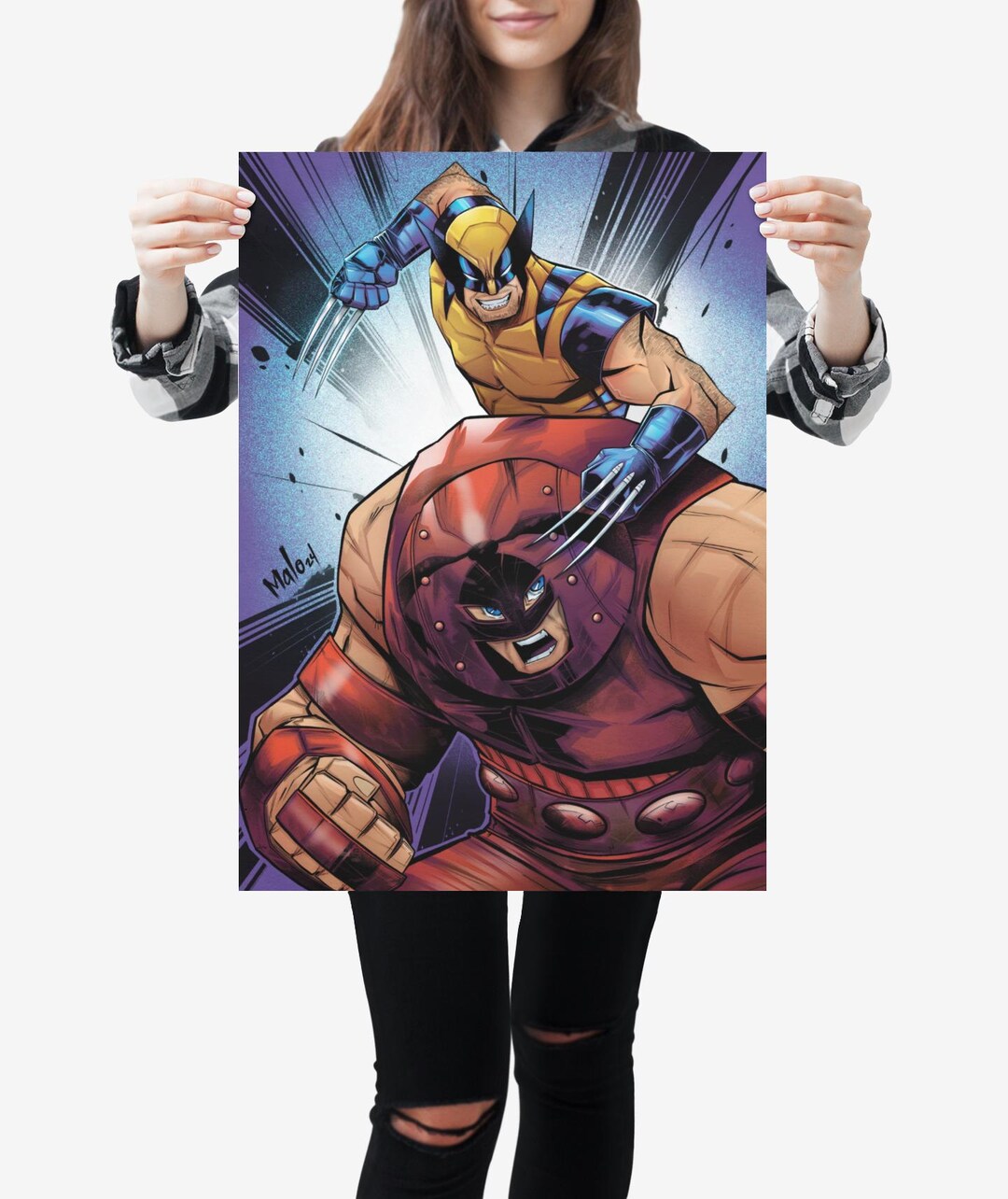 Wolverine Vs the Juggernaut Art, Vertical Poster Print, Marvel Comics ...