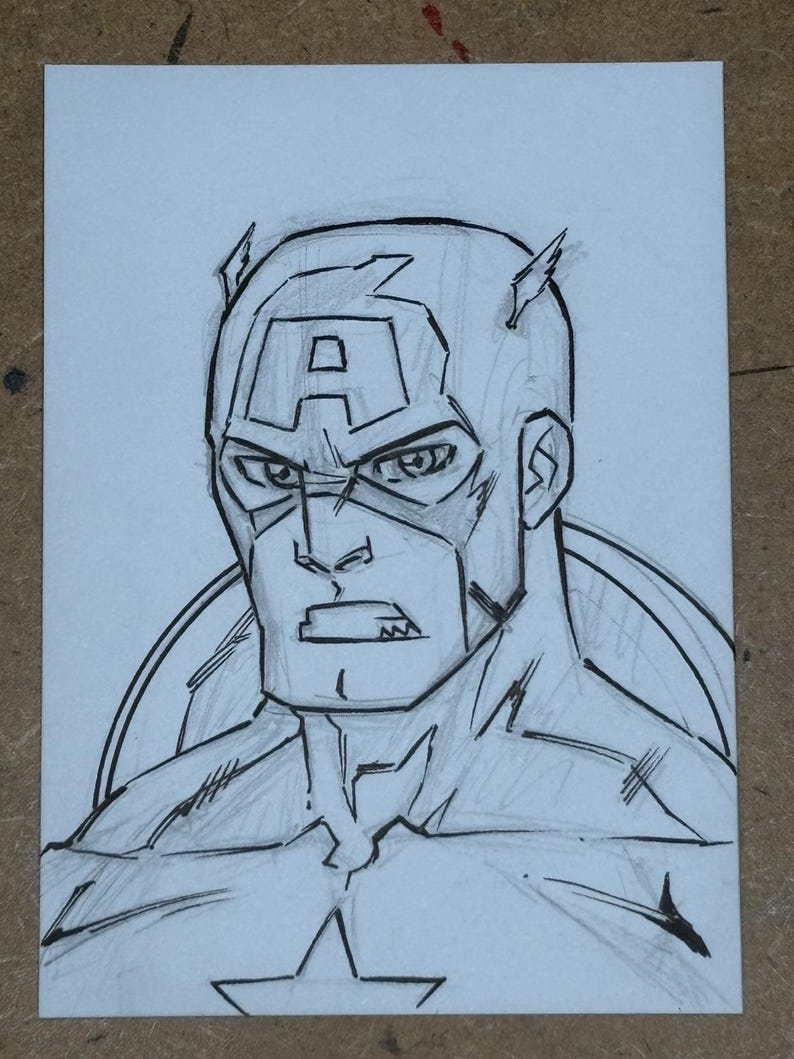 Original Captain America Sketch Card – Hand-drawn Marvel Art - Etsy UK