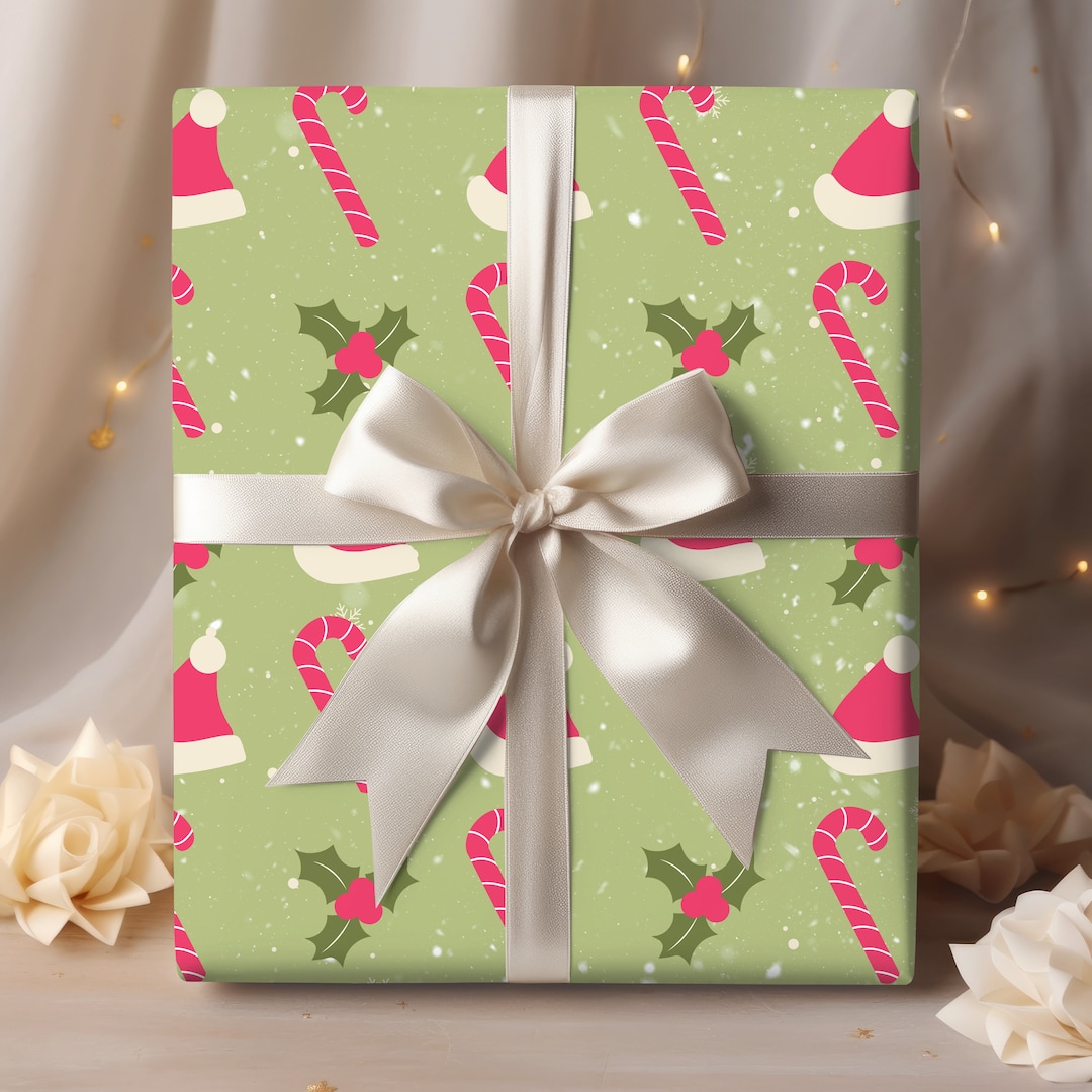 Gift Wrap Papers Christmas Wrapping Paper Christmas Candy Cane Gift ...