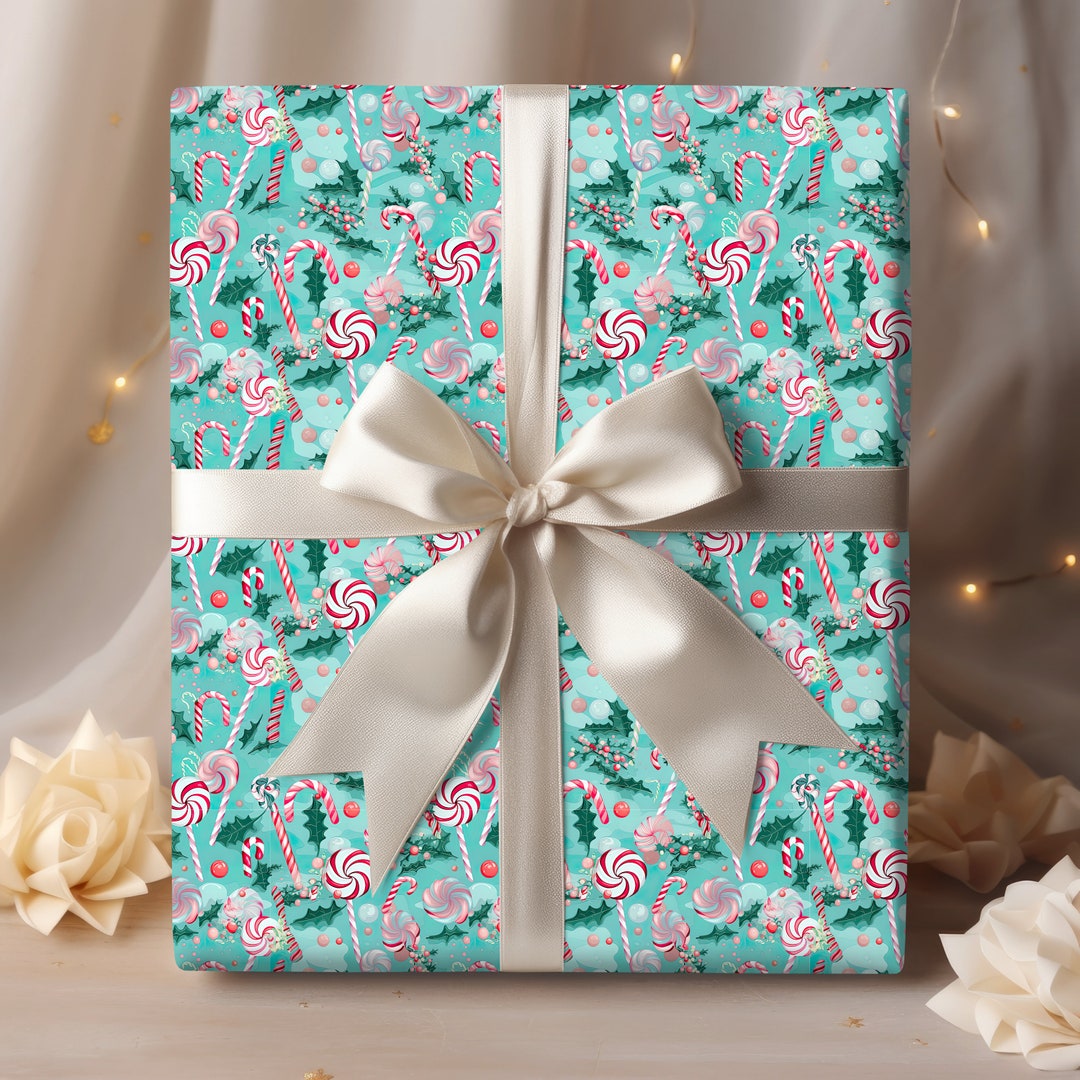 Gift Wrap Papers Christmas Wrapping Paper Christmas Candy Cane Gift ...