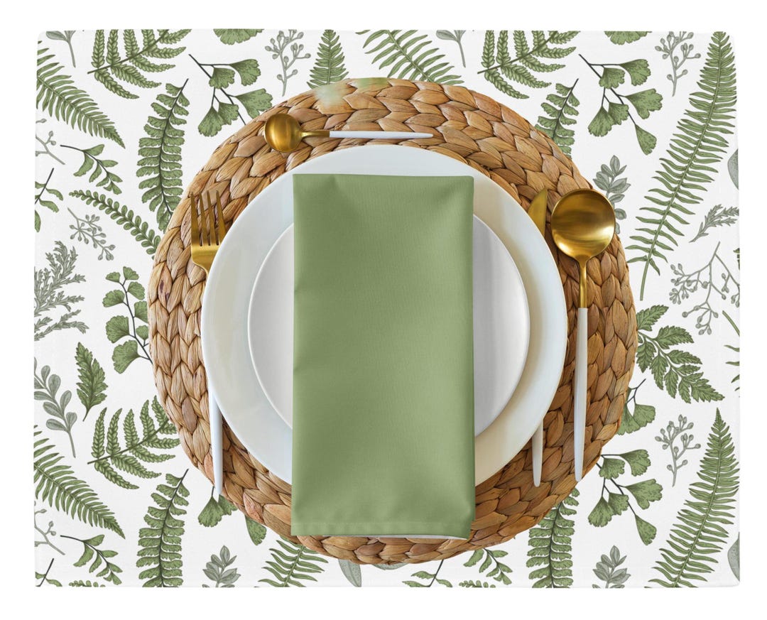 Botanical Green Placemat (set of 4), Kitchen Linens, Tabletop Decor, 18 ...