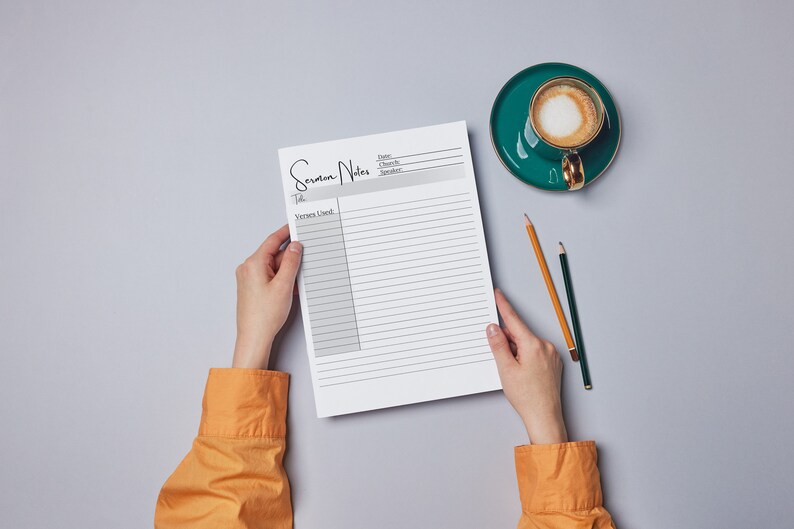 Sermon Notes Digital, Digital Download, Church Sermon Notes, Note ...