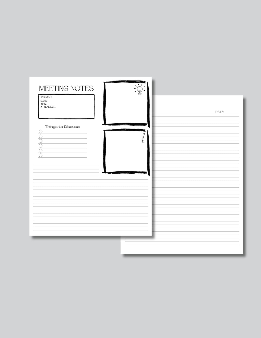 Meeting Notes | Printable Template | Meeting Minutes |meeting Agenda ...