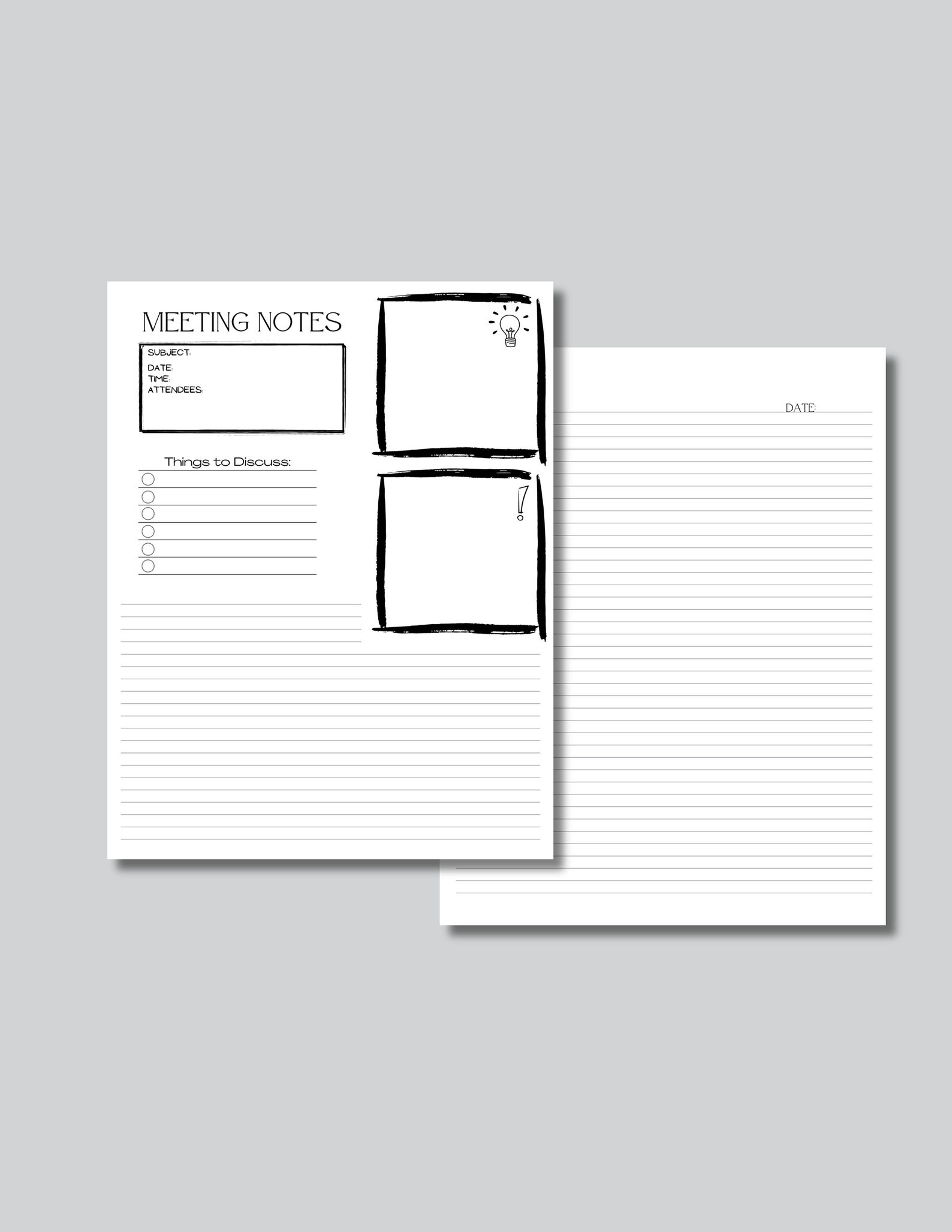 Meeting Notes | Printable Template | Meeting Minutes |meeting Agenda ...