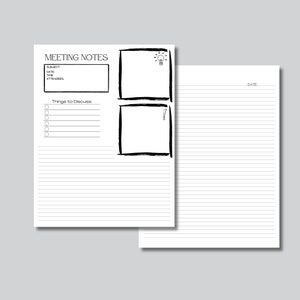 Meeting Notes | Printable Template | Meeting Minutes |meeting Agenda ...