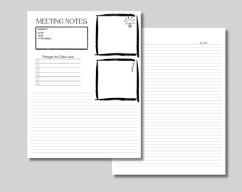 Meeting Notes Template Printable, Blue, Green, Business Note Taking ...