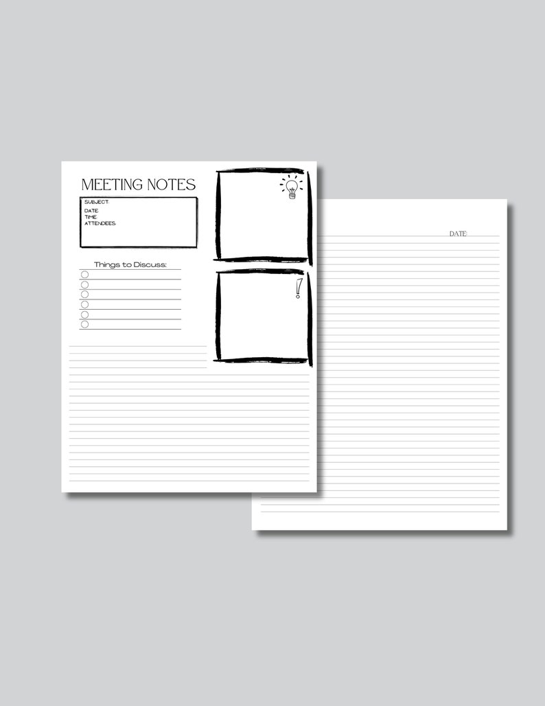 Meeting Notes | Printable Template | Meeting Minutes |meeting Agenda ...