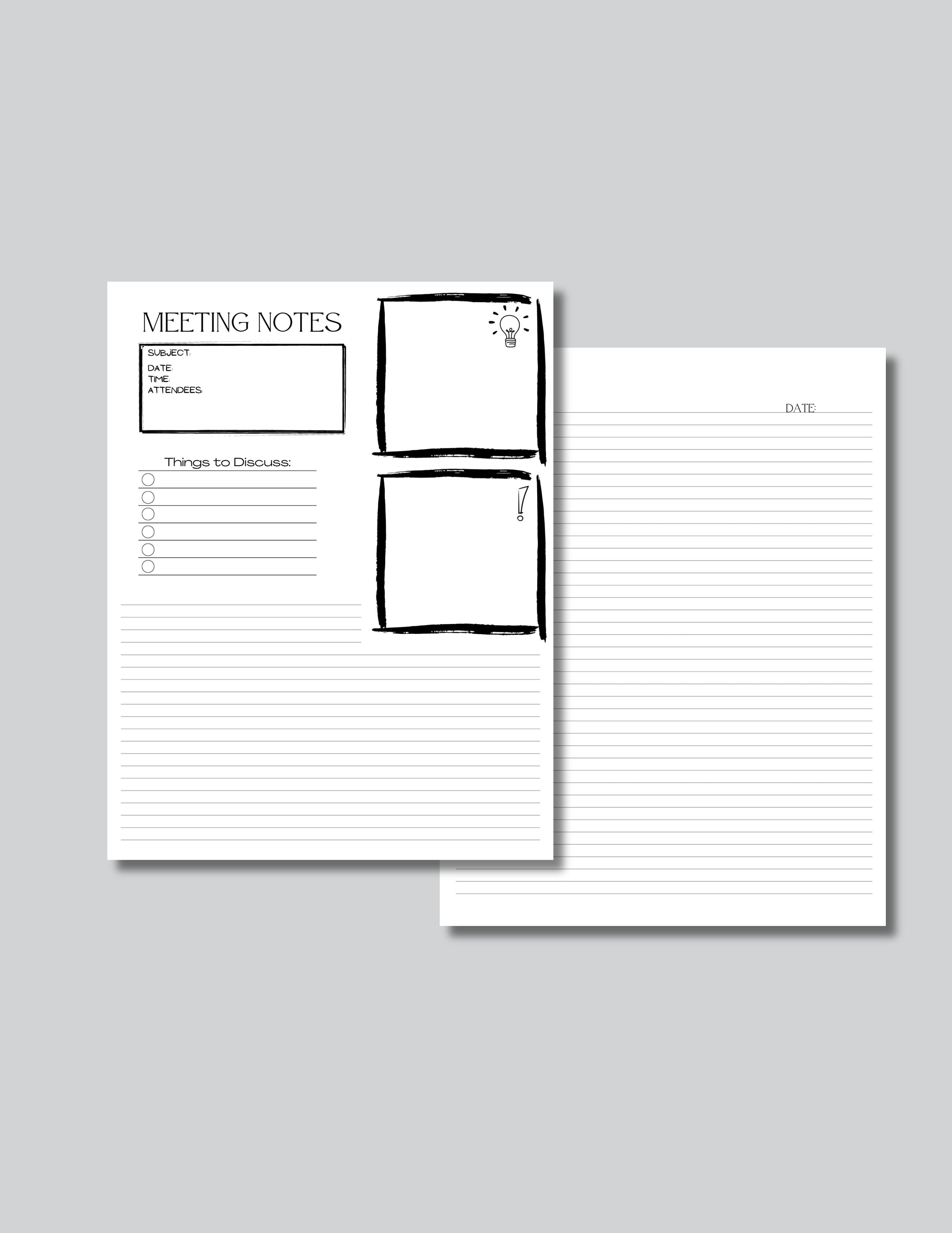 Meeting Notes | Printable Template | Meeting Minutes |meeting Agenda ...