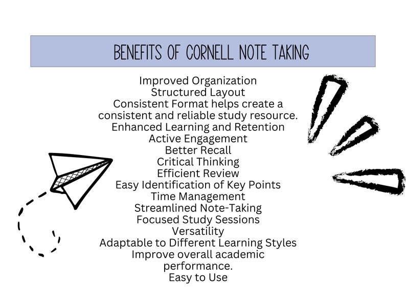 Cornell Note Pages, Study Notes, Digital Download, Instant Printable ...