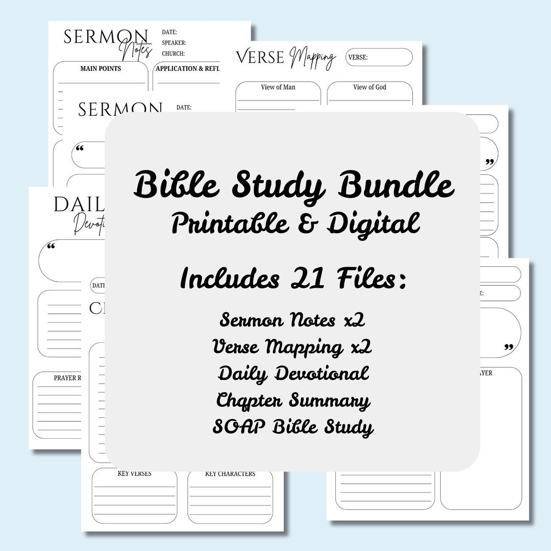 Bible Study, Bundle Digital Bible Study Guide, Printable Bible Notes ...