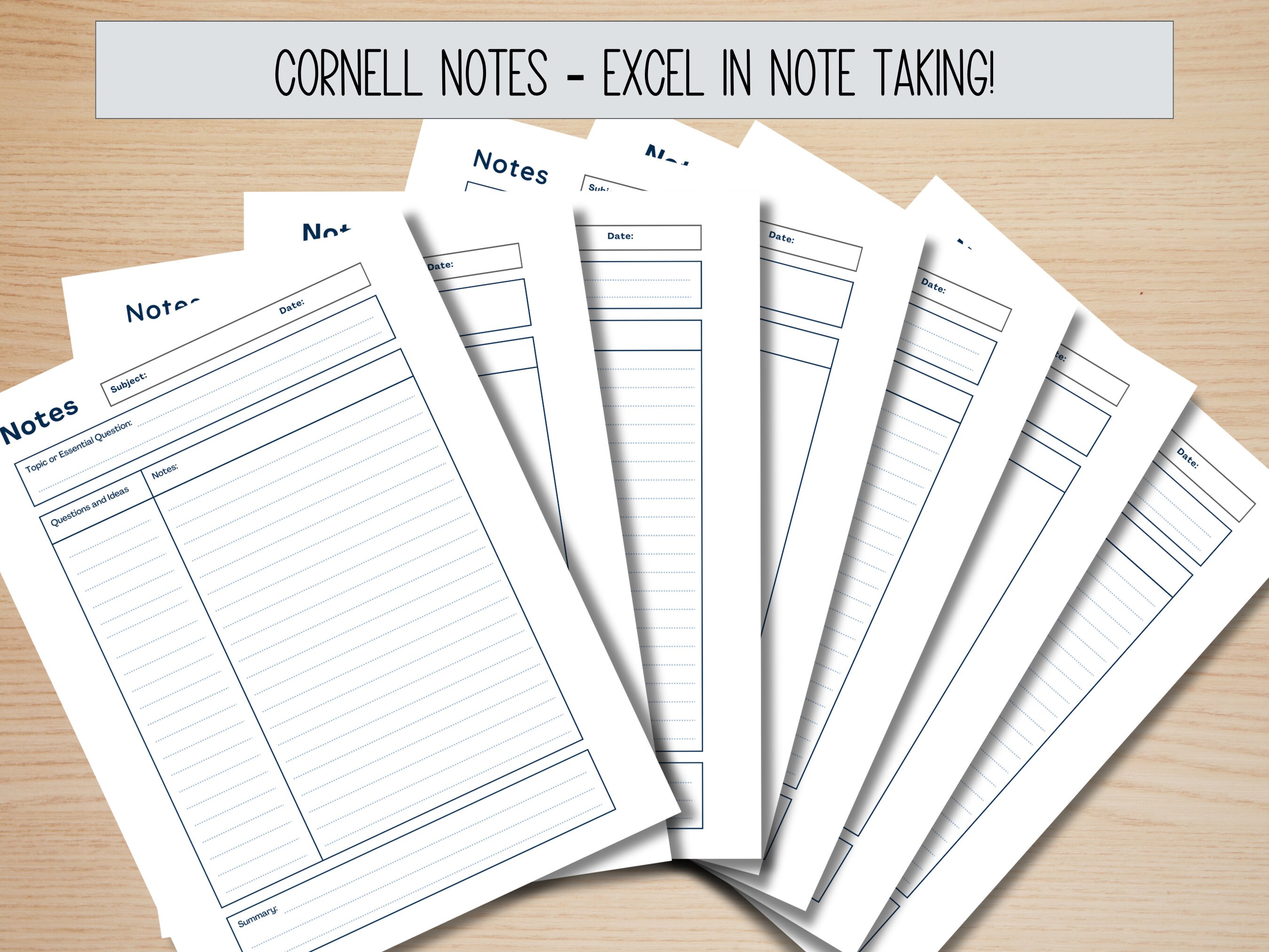 Cornell Note Pages, Study Notes, Digital Download, Instant Printable ...