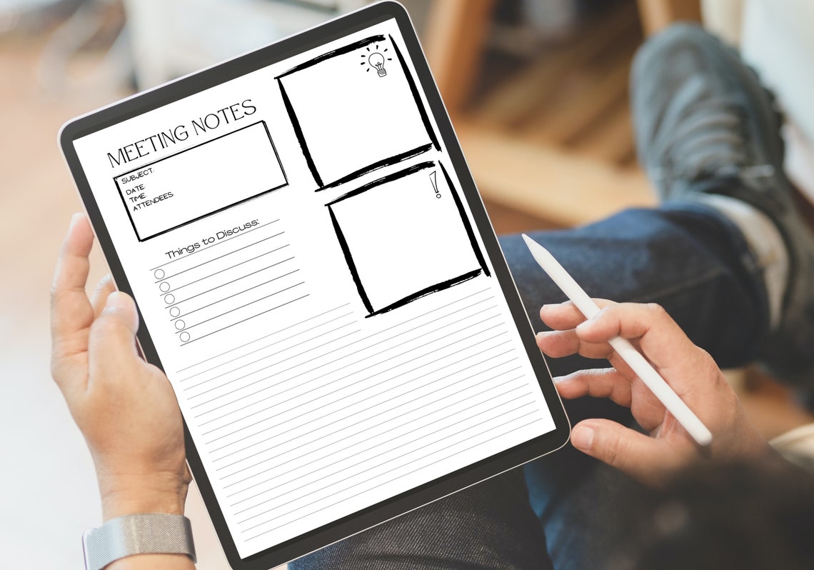 Meeting Notes | Printable Template | Meeting Minutes |meeting Agenda ...