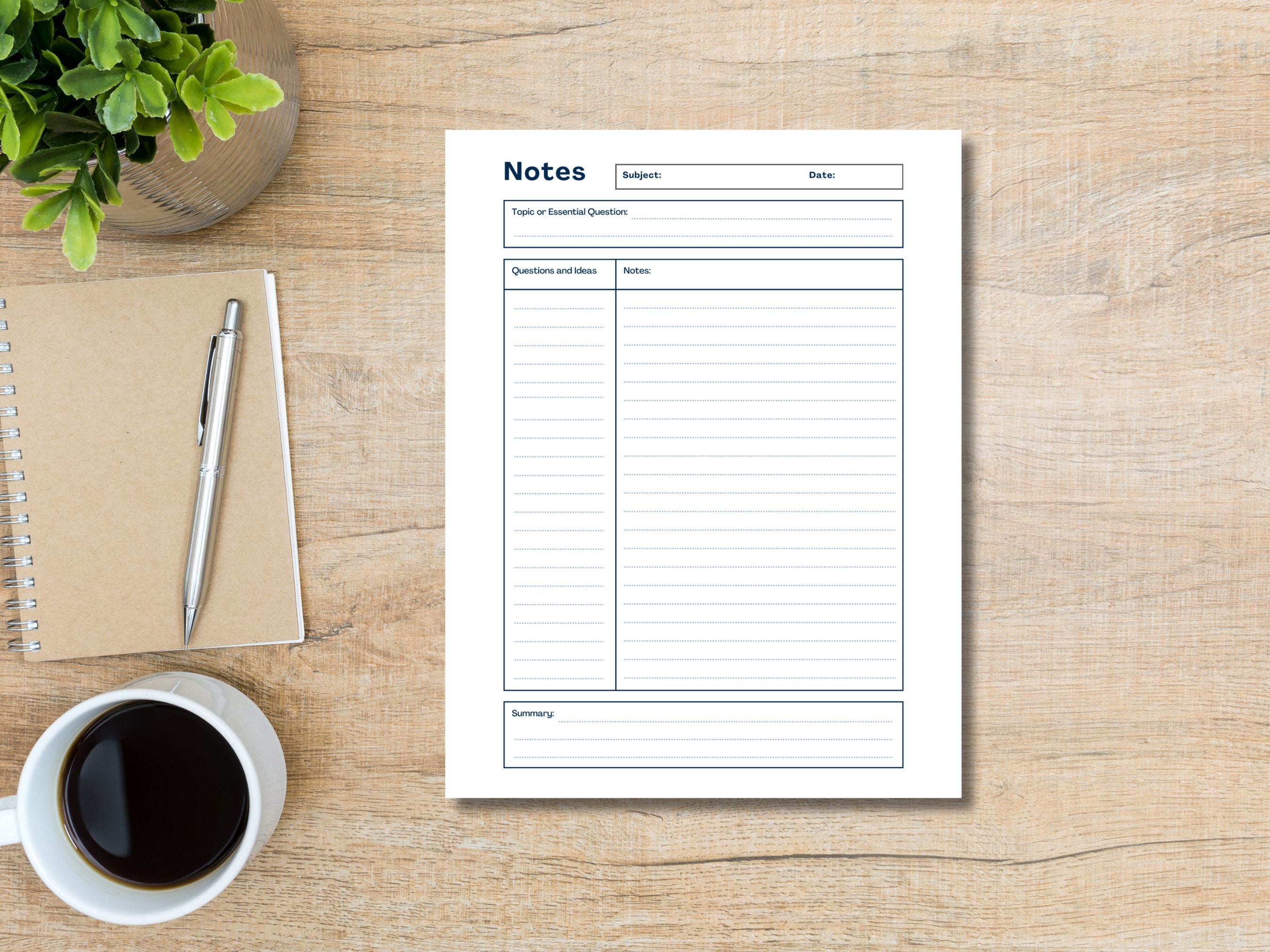 Cornell Note Pages, Study Notes, Digital Download, Instant Printable ...