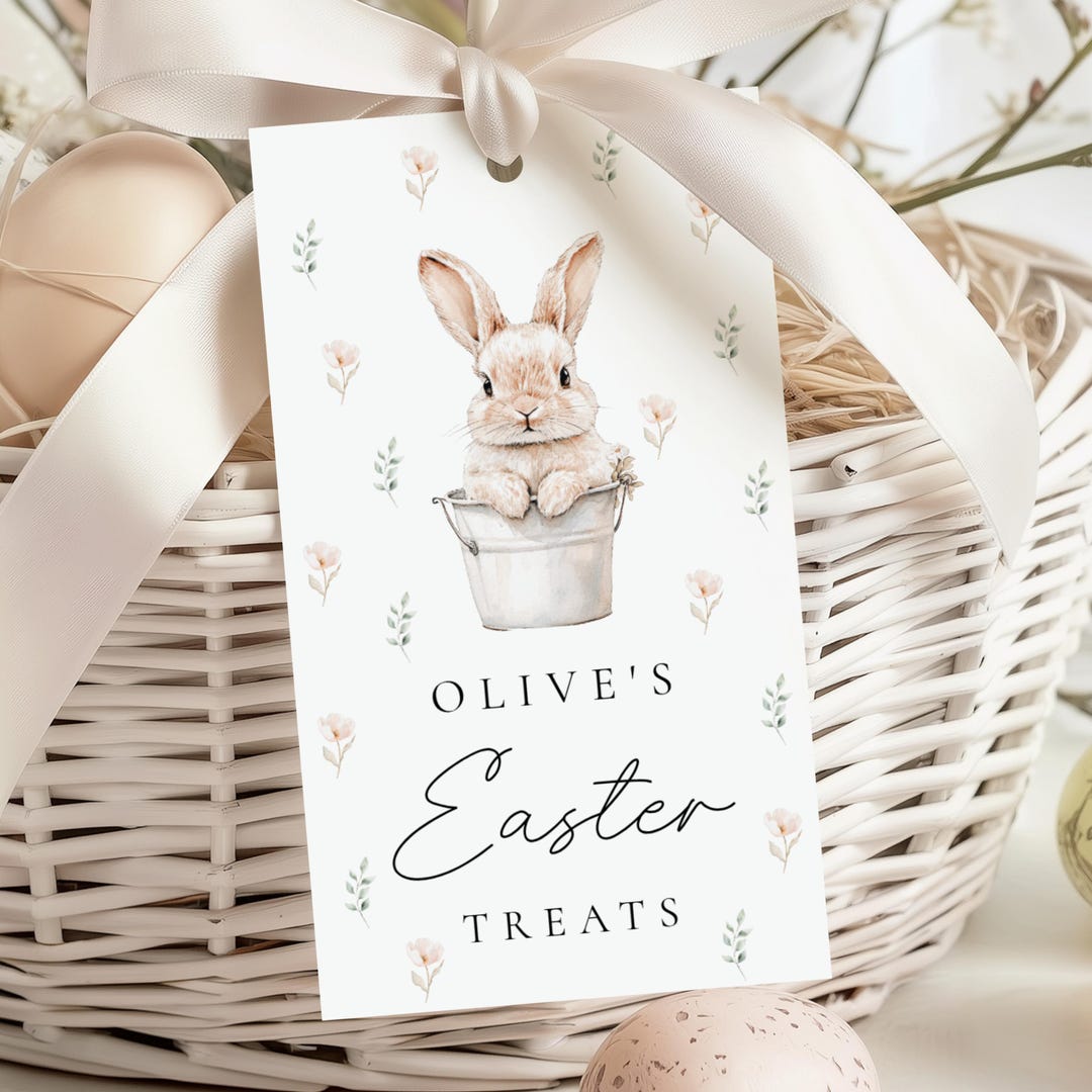 Editable Easter Bunny Treat Tag Template, Personalized Easter Gift ...