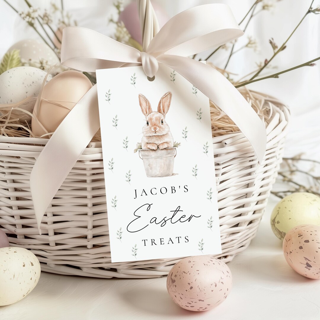Printable Easter Bunny Treat Tag Template, Personalized Easter Gift ...