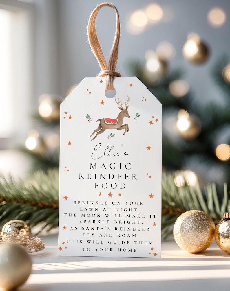 Printable Reindeer Food Tag Template , Christmas Eve Box, Magical ...