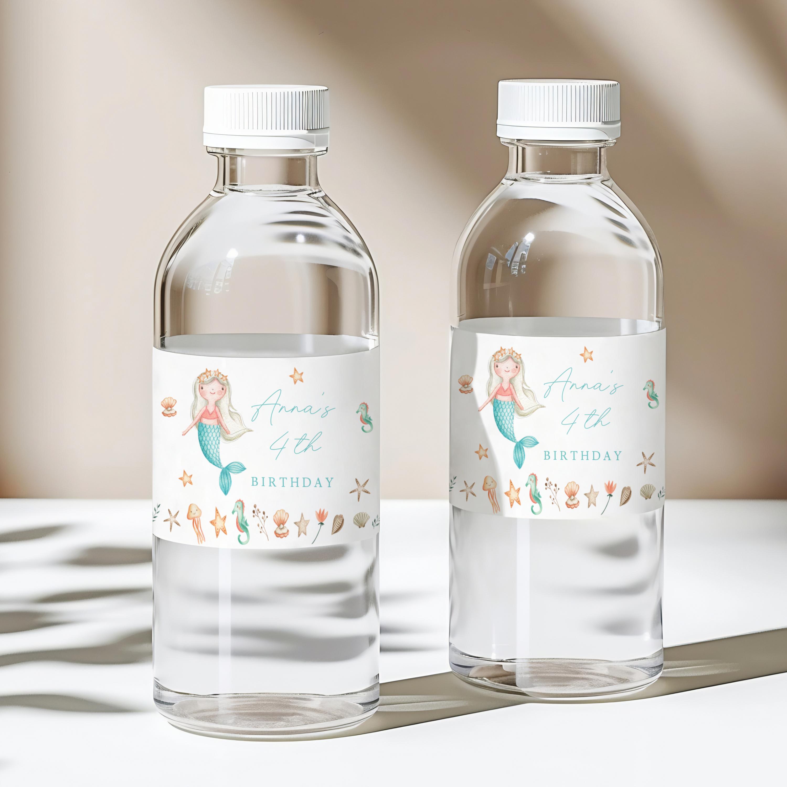 Editable Mermaid Birthday Party Water Bottle Labels Template ...