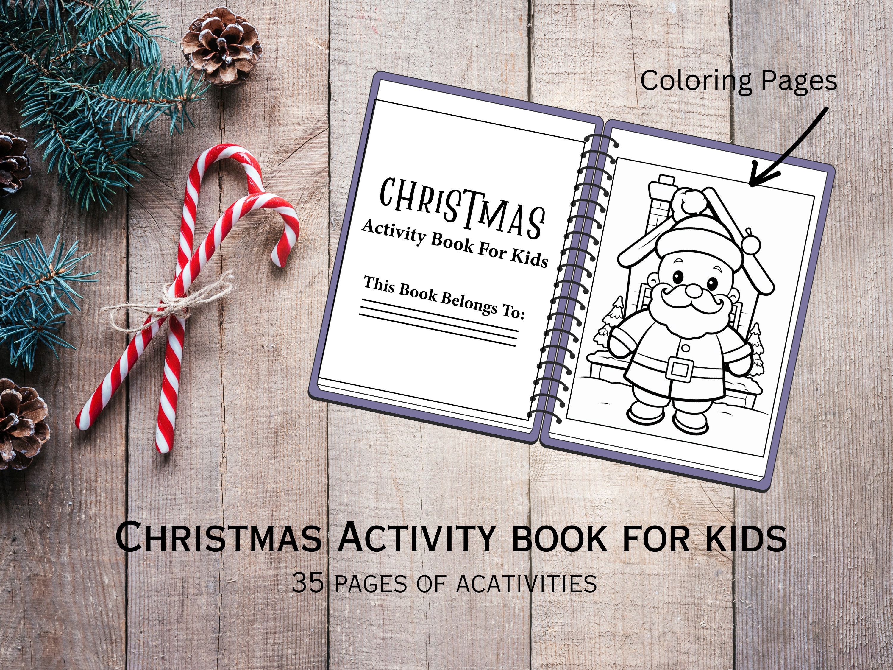 Christmas Printable Kids Coloring and Activity Book - Etsy