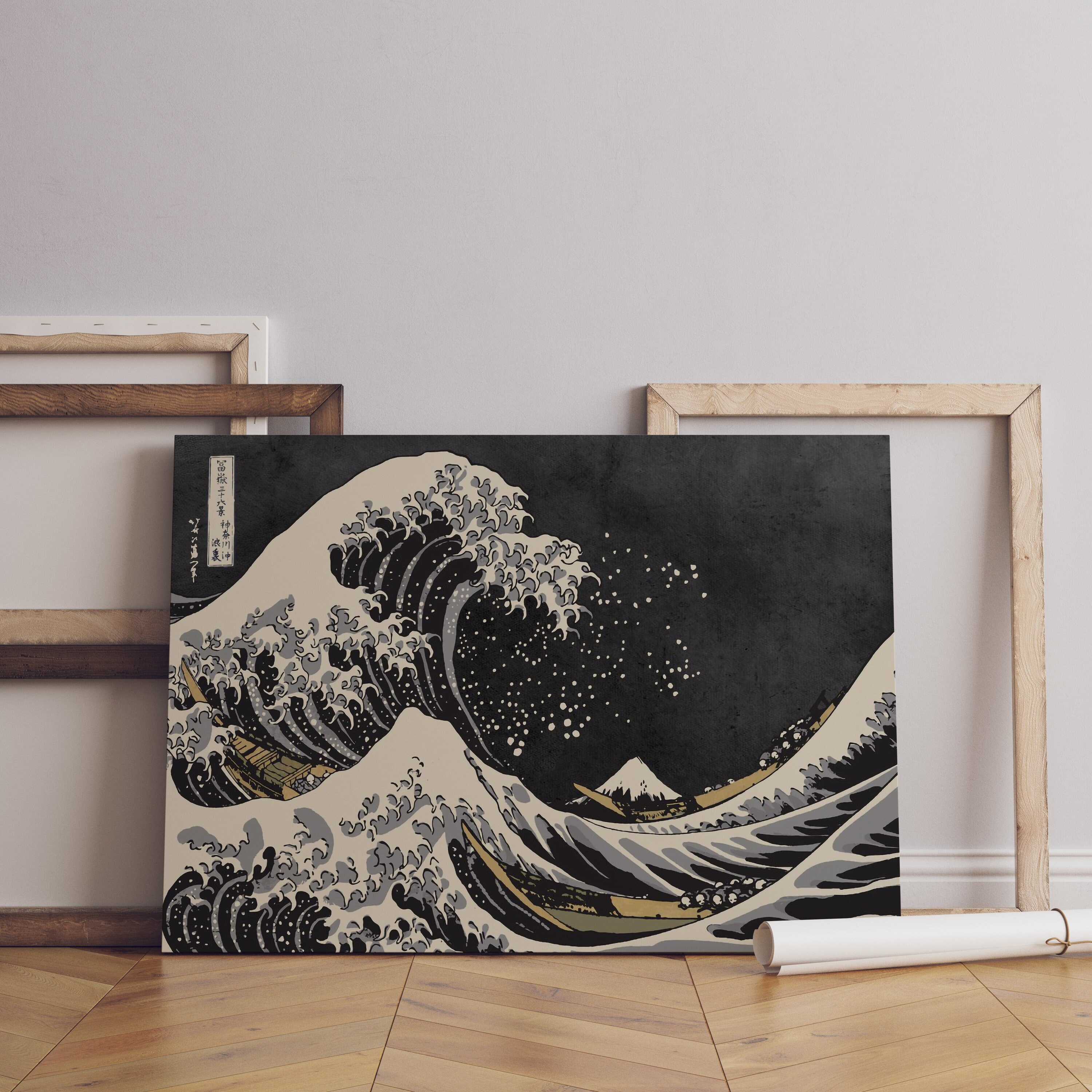 The Black Wave of Kanagawa Wall Art, the Wave of Kanagawa Black & White, Kanagawa Art, Japanese ...