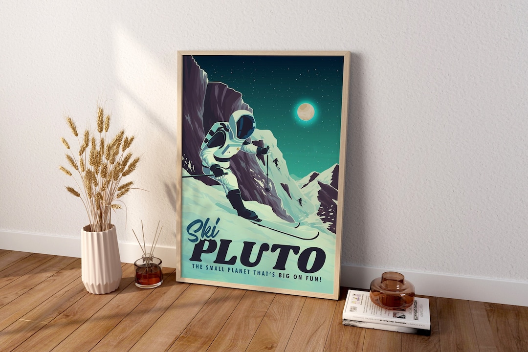 Retro Pluto Canvas Wall Art, Retro Space Canvas Wall Art, Space Canvas ...
