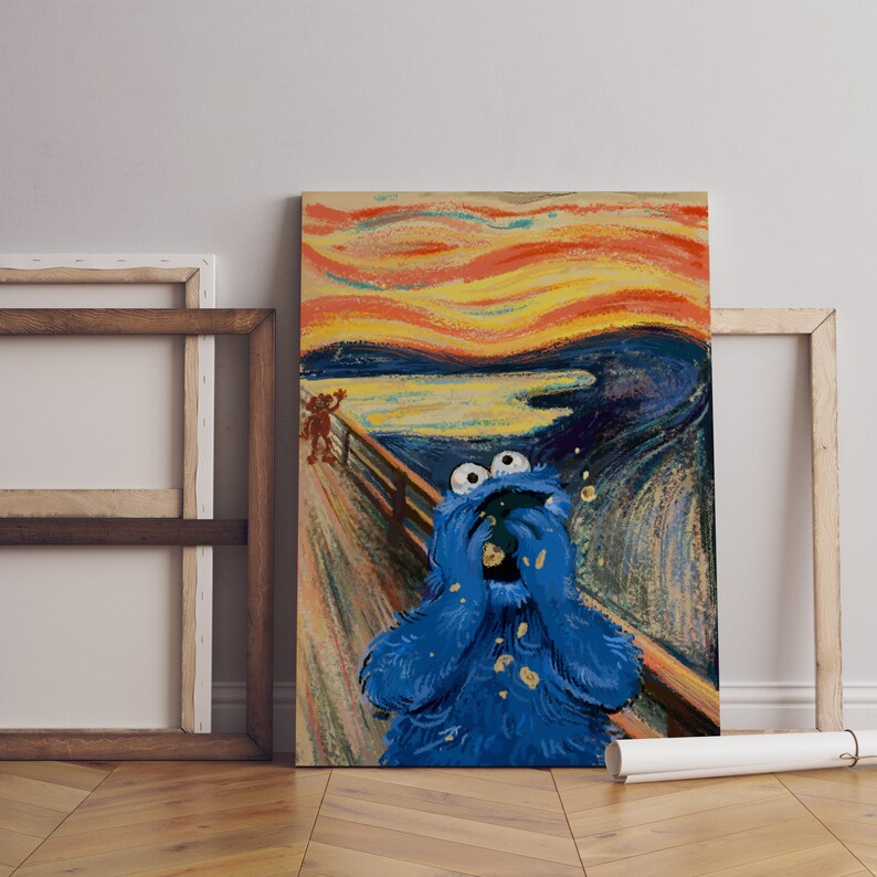 Cookie Monster Scream Art, Cookie Monster Canvas Wall Art, Edvard Munch ...
