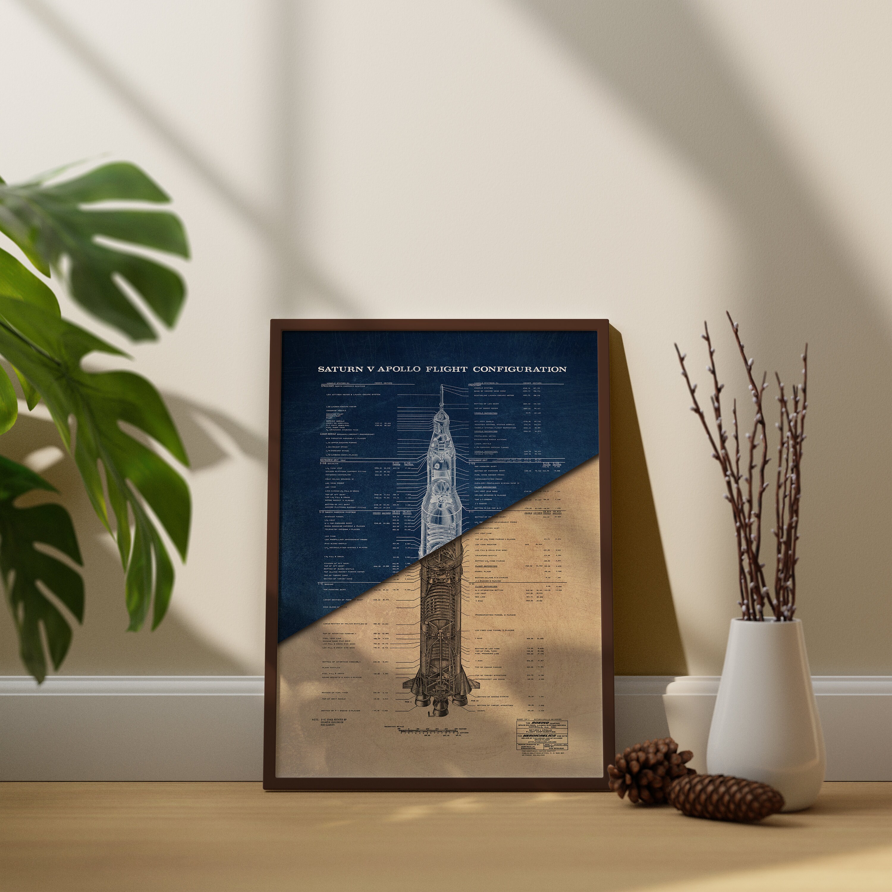 Saturn V Apollo Blueprint Version 3, Apollo Poster, Framed Blueprint ...