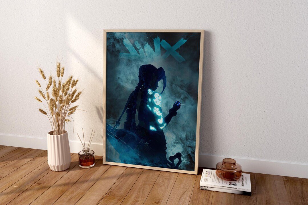 Neon Blue Punk Girl in Smoke Poster | Cyber Tattoo Fantasy Wall Art ...
