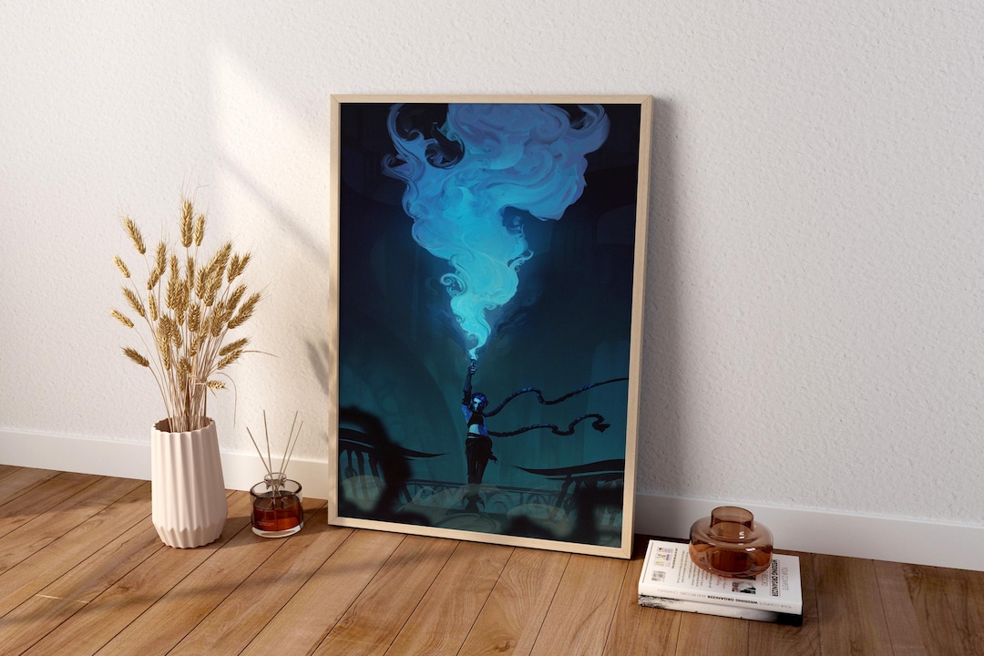 Arcane Jinx Blue Flare Poster | Neon Blue Anime Wall Art Print - Etsy