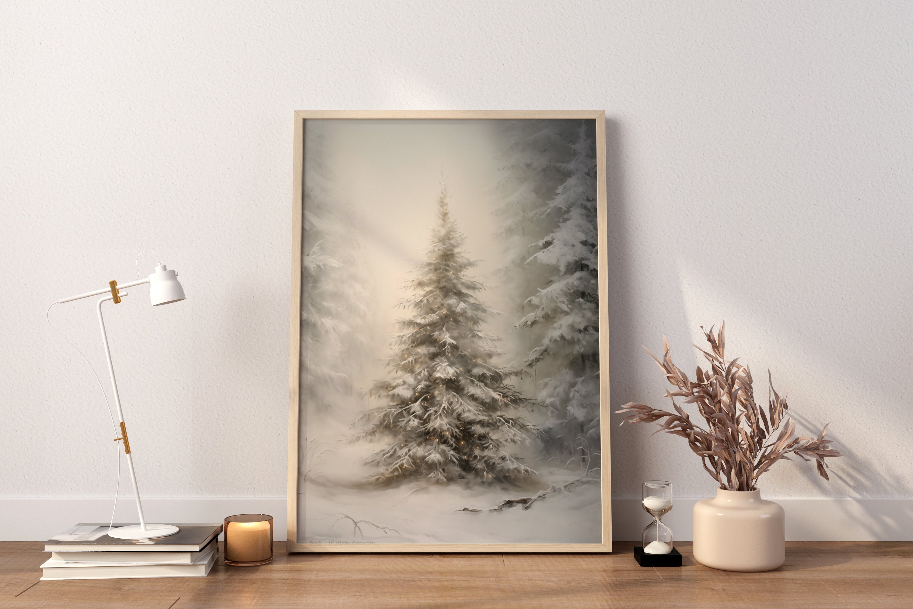 Christmas Tree Canvas Wall Art, Christmas Tree Canvas, Vintage Print ...