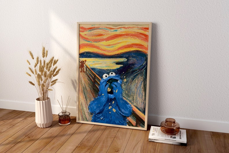 Cookie Monster Scream Art, Cookie Monster Canvas Wall Art, Edvard Munch ...