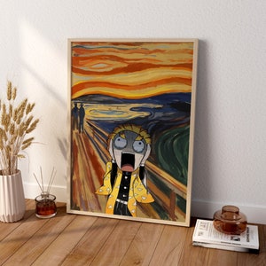 Zenitsu Scream Painting Poster, Anime Canvas Wall Art, Edvard Munch ...