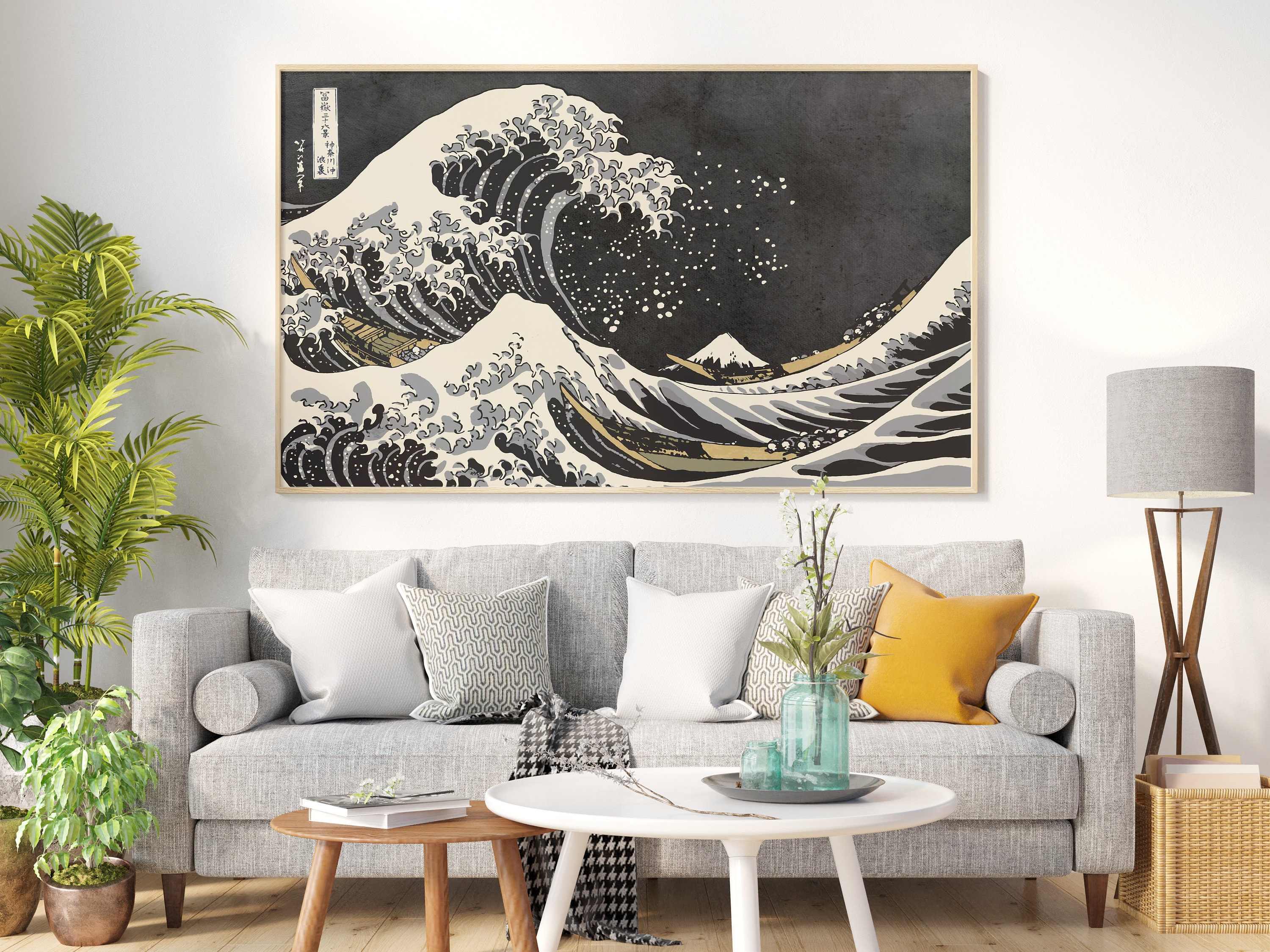 The Black Wave of Kanagawa Wall Art, the Wave of Kanagawa Black & White, Kanagawa Art, Japanese ...