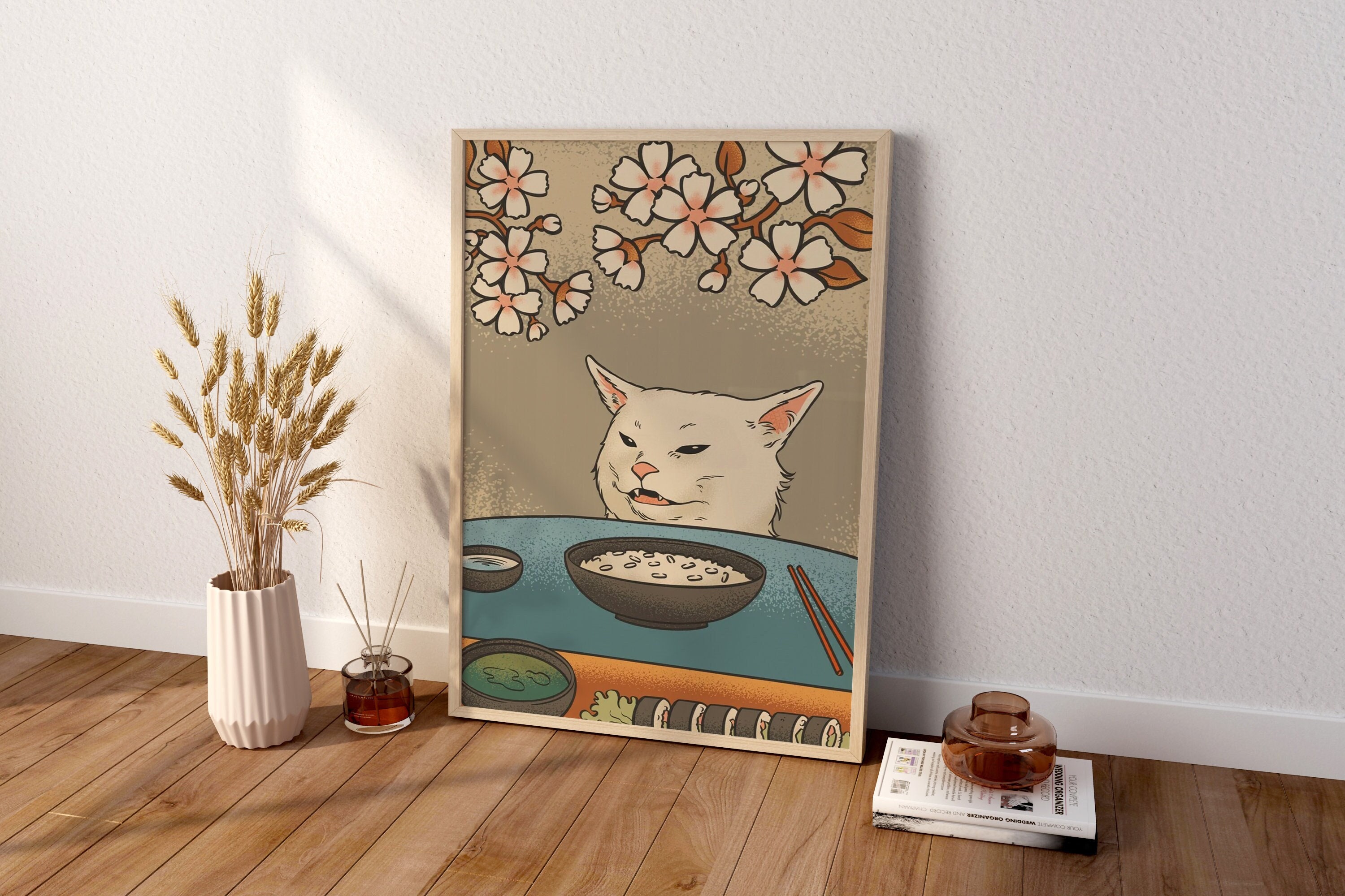 Woman Yelling Cat Wall Art, Modern Japanese Art, Japanese Canvas Wall ...