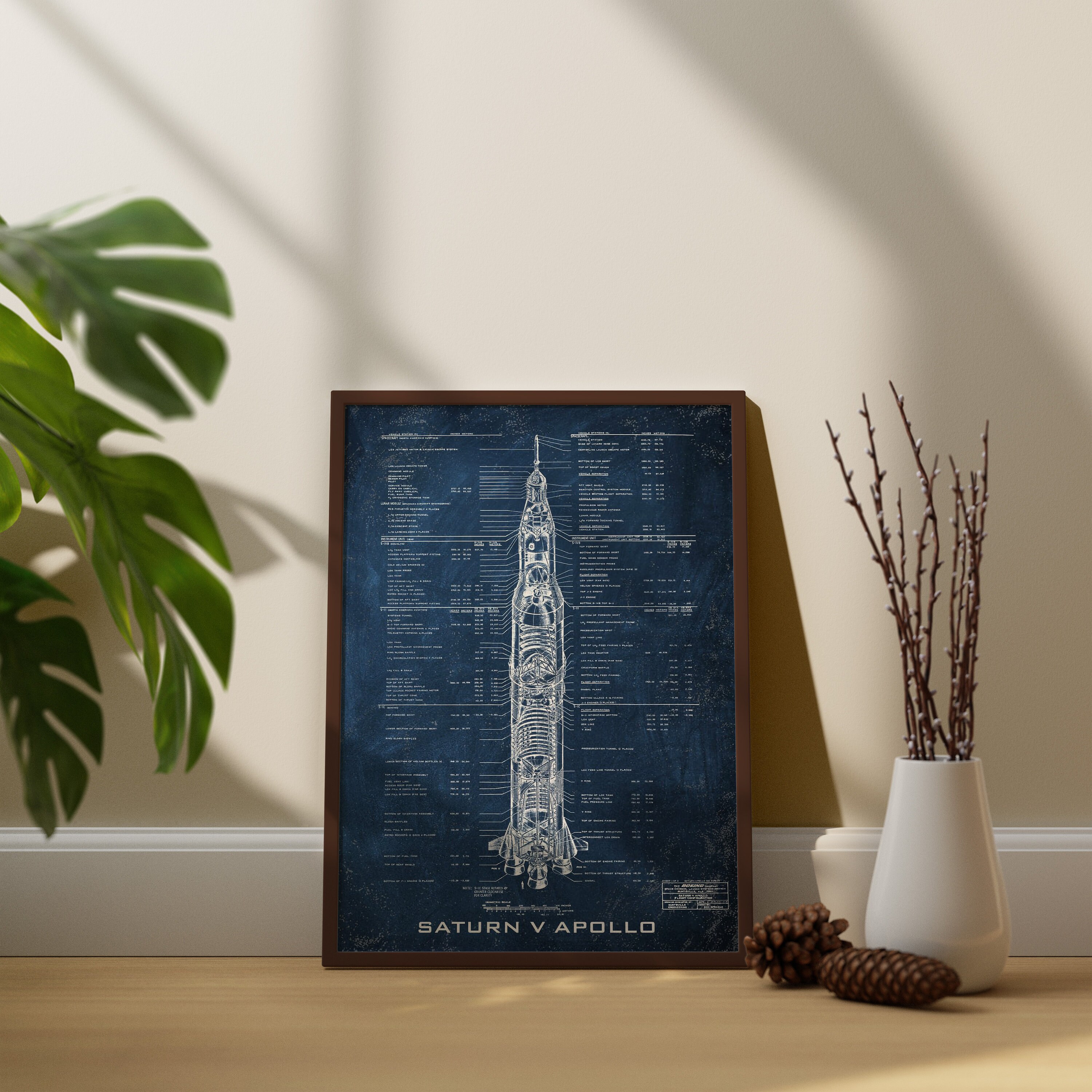 Saturn V Apollo Blueprint, Apollo Poster, Framed Blueprint Canvas ...