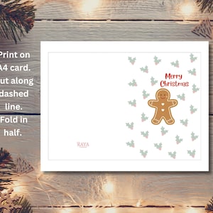 Gingerbread Man Christmas Card Digital Download Printable PDF JPG - Etsy