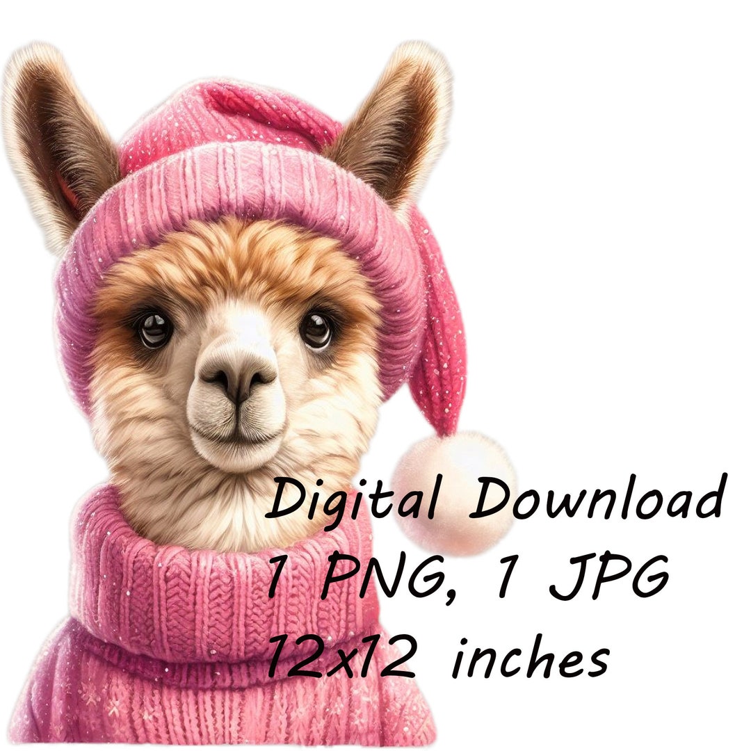 Christmas Llama Clipart Winter Llama Christmas Holiday PNG Commercial ...