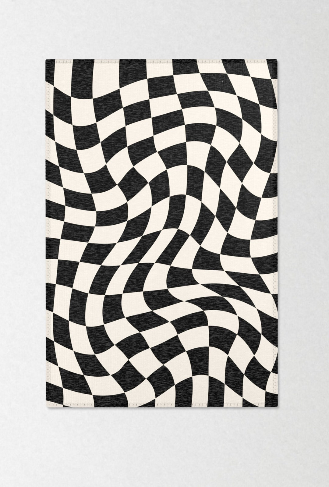 Cool Rug: Black and Beige Checkered Rug, Super Cool Rug Wavy Rug Print ...