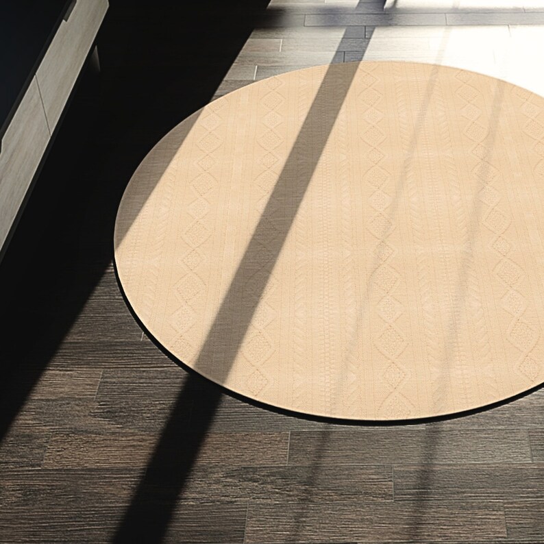 Beige Circular Rug, Optical Illusion Rug, Trompe Leoil Beige Rug ...