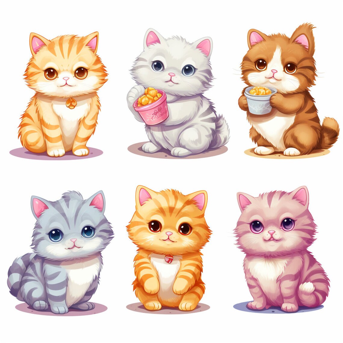 Kitten Clipart Set, Cute Cat Clipart. Animal Clipart, Kitten PNG, Cat ...