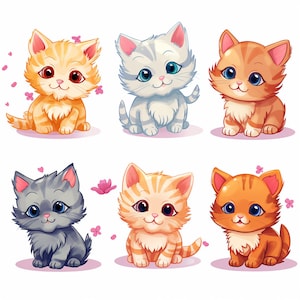 Kitten Clipart Set, Cute Cat Clipart. Animal Clipart, Kitten PNG, Cat ...