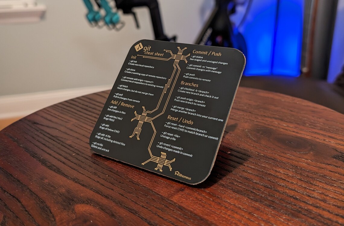 Git Cheat Sheet Coaster - Premium Circuit Board Coaster for Developers ...