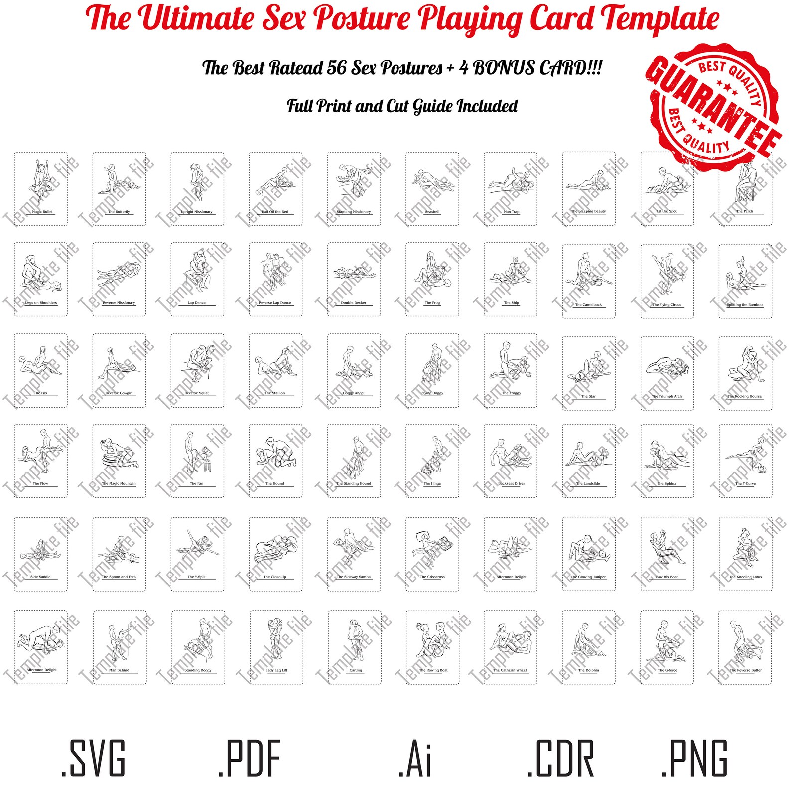 Romantic Couples' Card Game Illustrated Sensual Poses Premium Quality ...