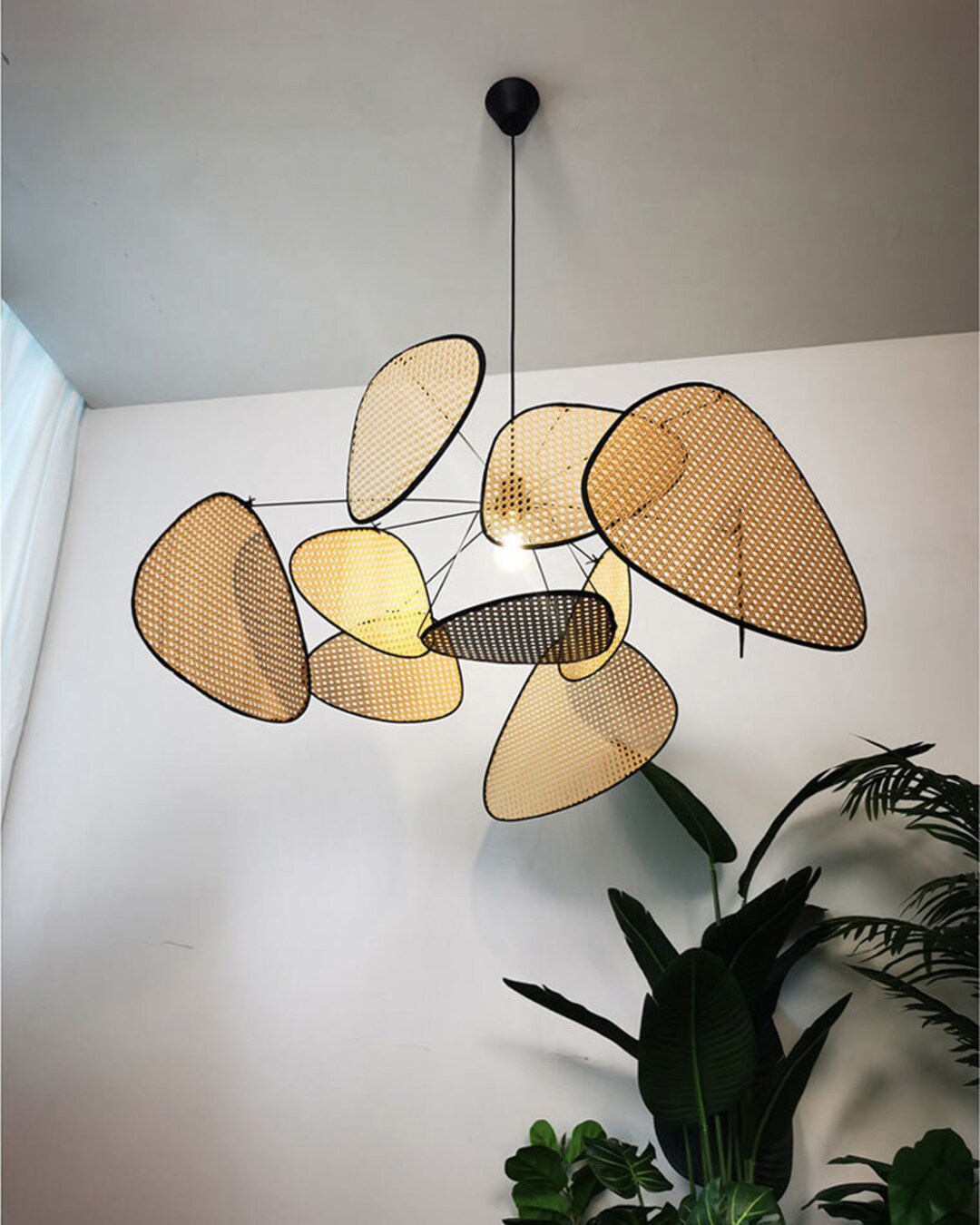 Rattan Processing Reflection Chandelier Hlk-design L80-H50 Cm - Etsy