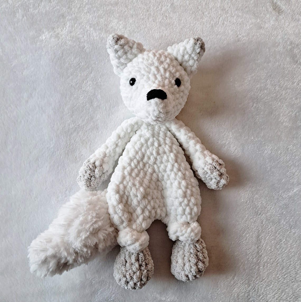 READY TO SHIP Arctic Fox Snuggler Crochet Fox Lovey - Etsy