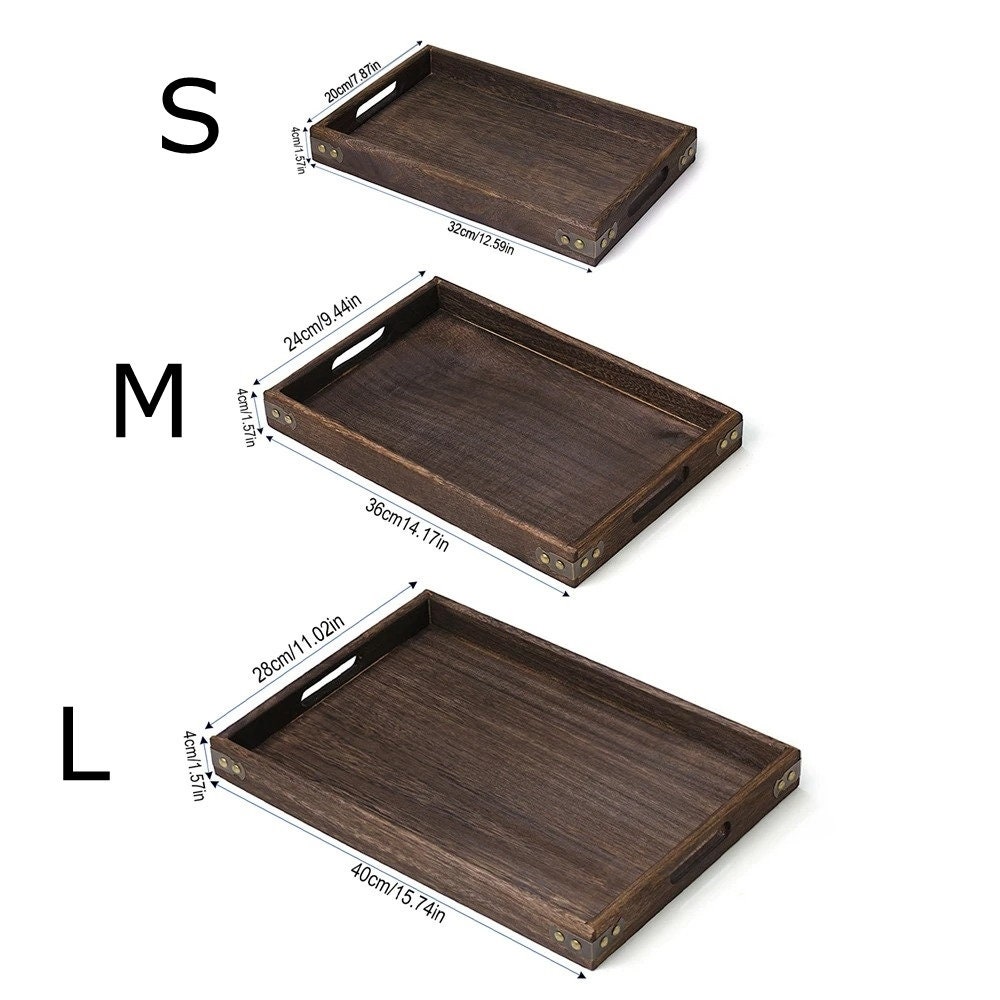 Black Walnut Wooden Tray With Handle Decorative Kitchen - Etsy