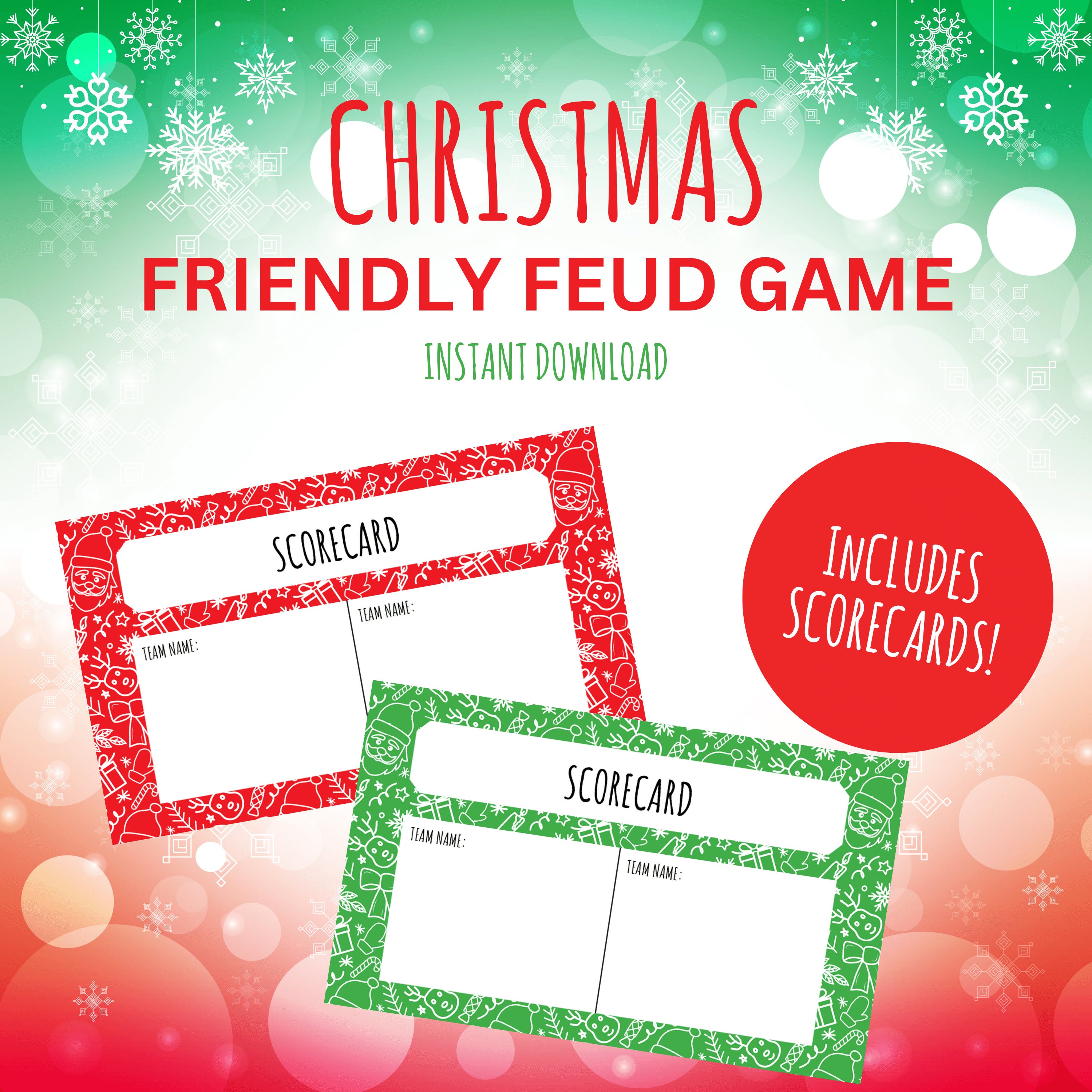 Christmas Friendly Feud Game Printable Christmas Game Christmas Party ...