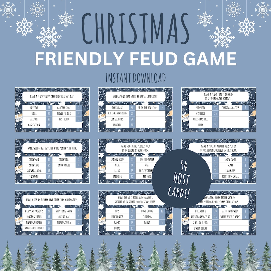 Christmas Friendly Feud Game Printable Christmas Game Christmas Party ...
