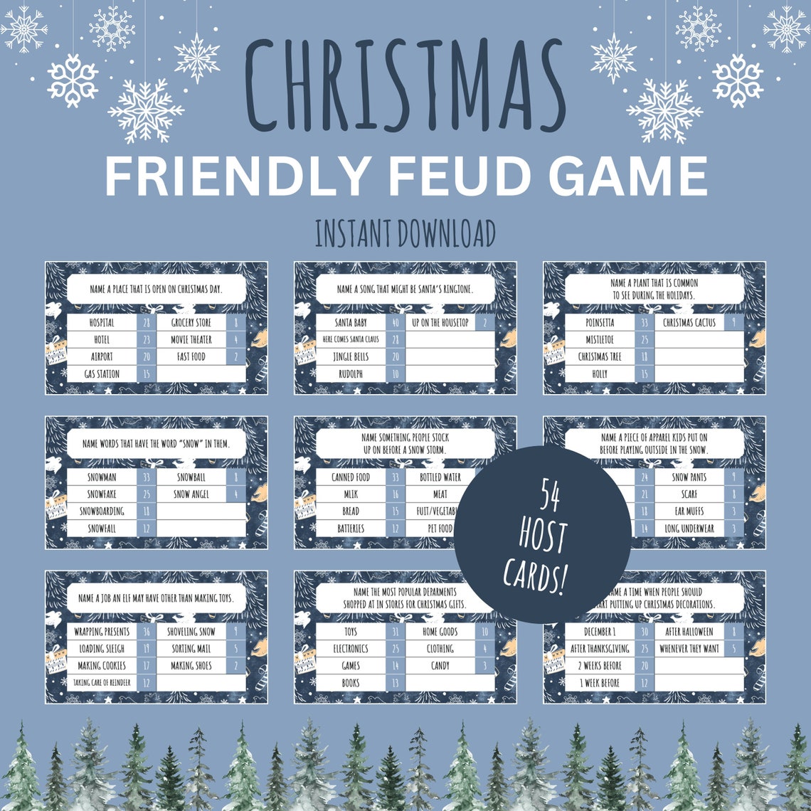 Christmas Friendly Feud Game Printable Christmas Game Christmas Party ...