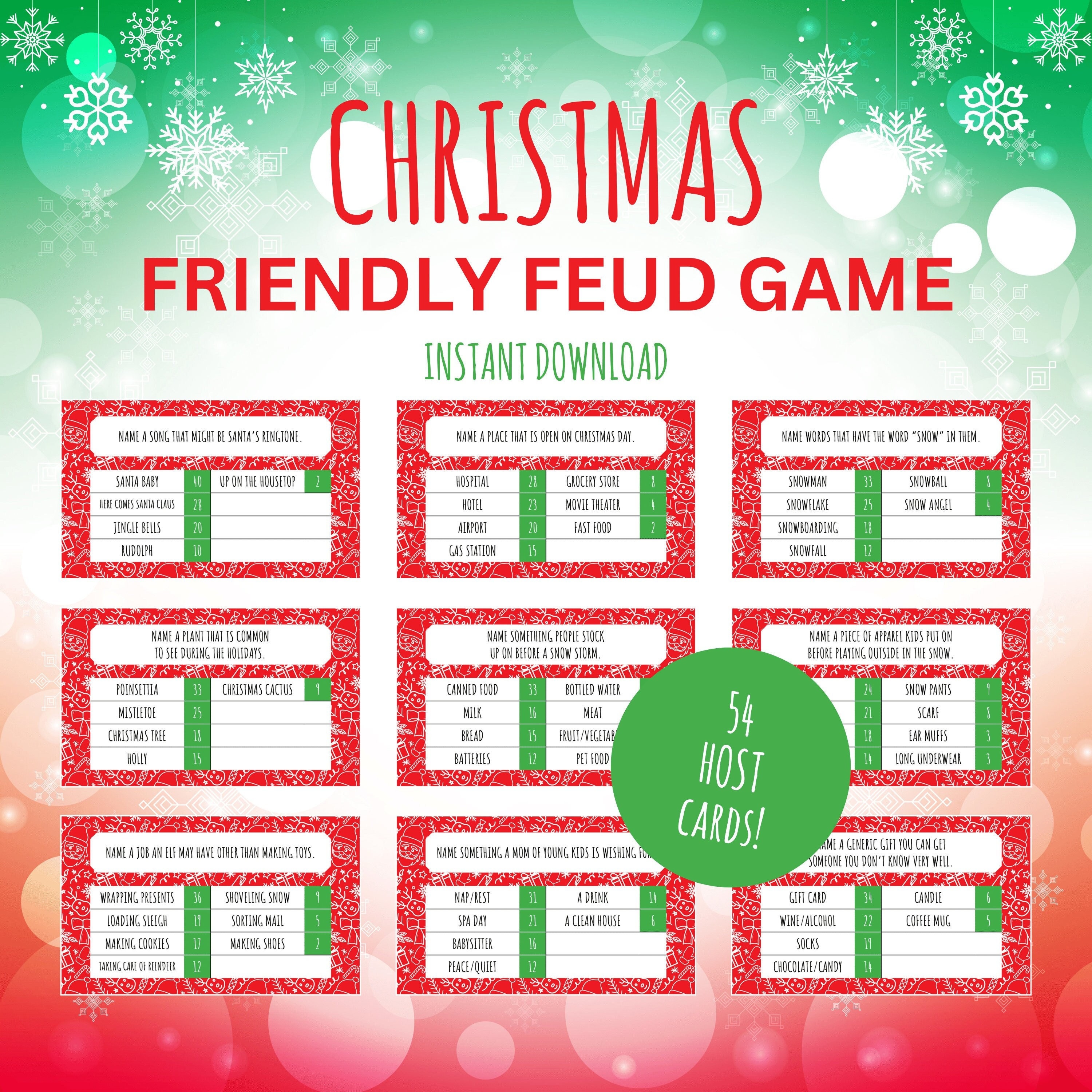 Christmas Friendly Feud Game Printable Christmas Game Christmas Party ...